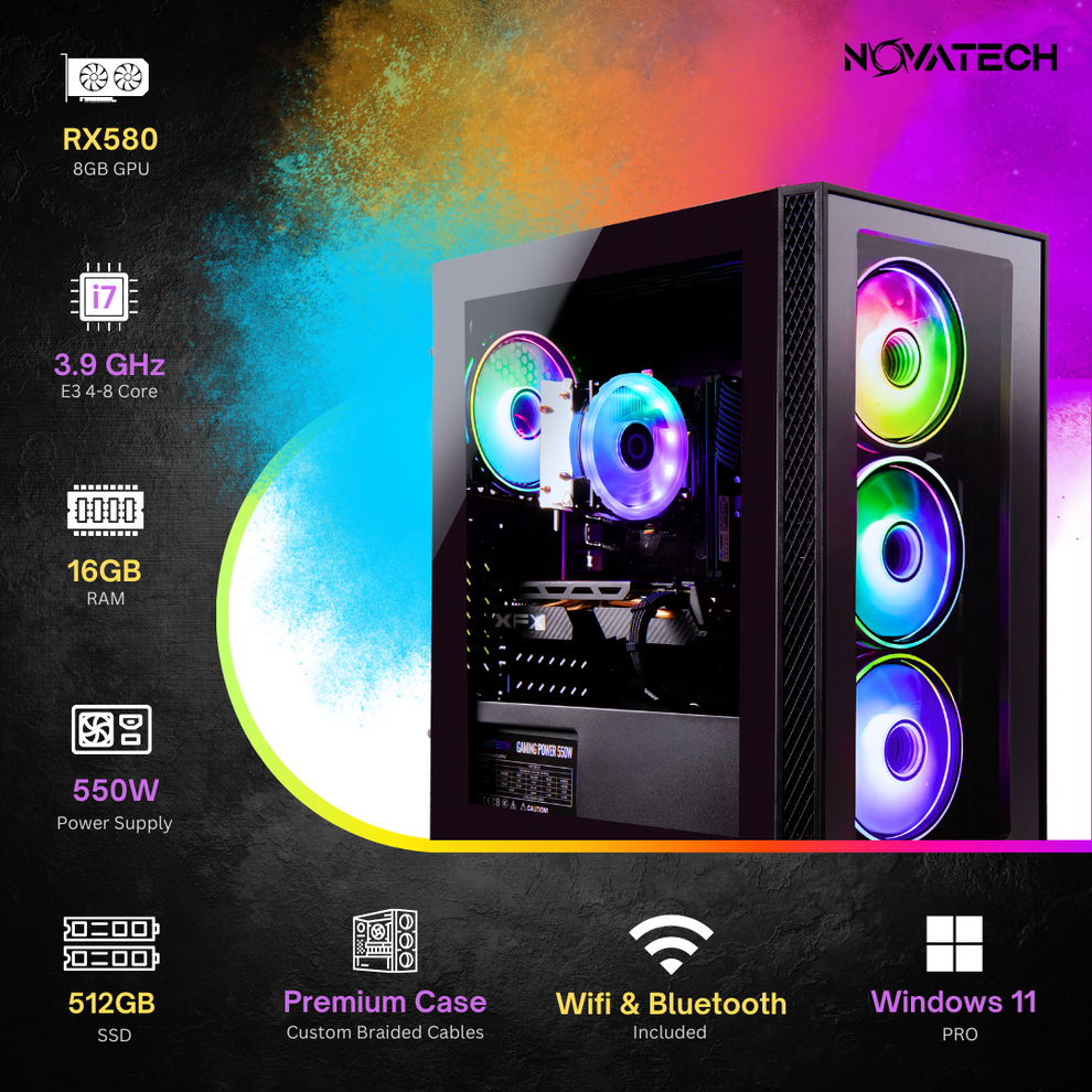 NOVATECH Phantom - Gaming PC Computer Desktop - RX 580 8GB - Intel i7 ...