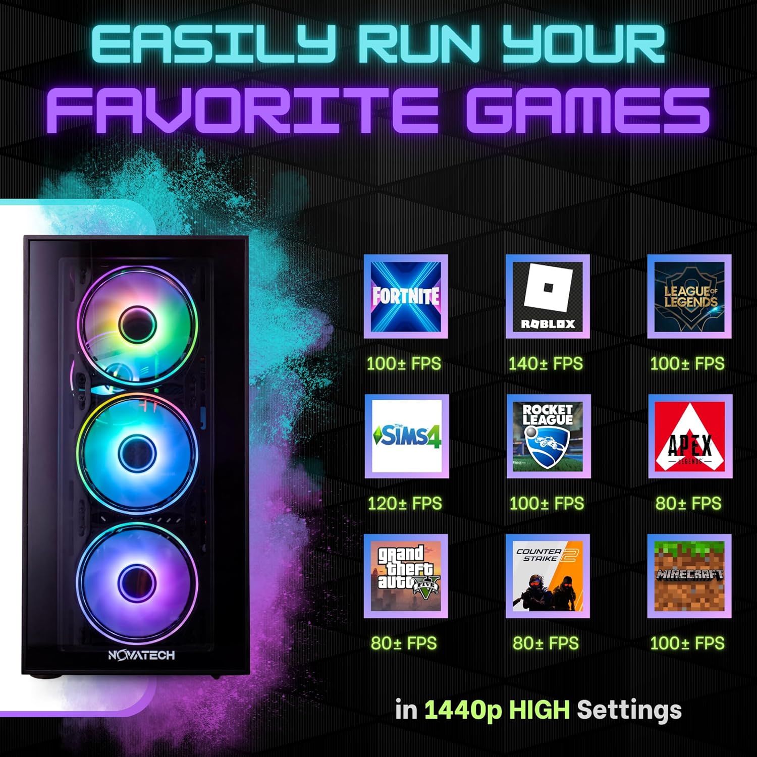 Buy NOVATECH Phantom 2.0 Gaming PC Black | Prebuilt Desktop – NovaTech